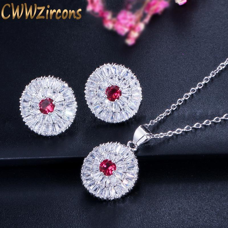 „CWWZircons“ madingi moteriški pakabukų karoliai ir auskarai papuošalai putojantys apvalios ...